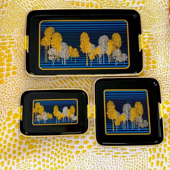 Design | Set Of Three Vintage Metallic Tree Trays | Poshmark